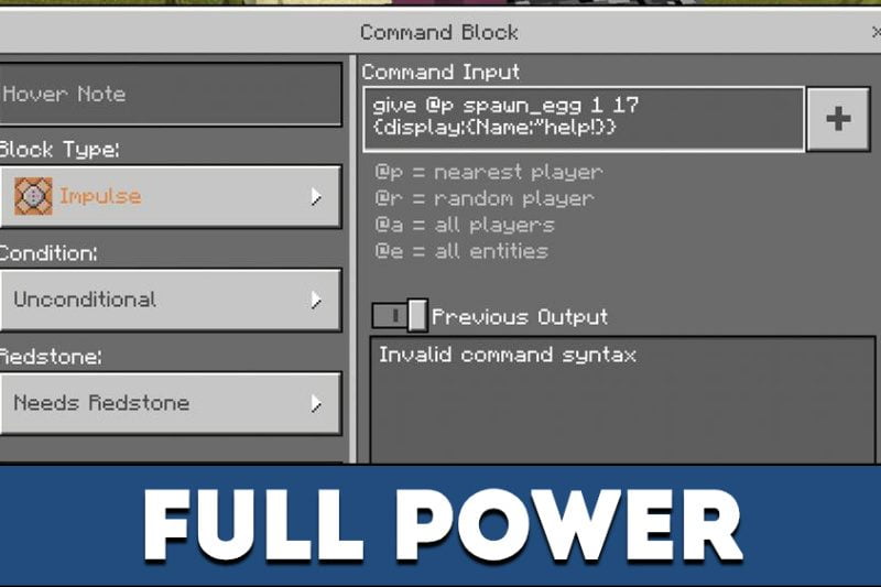 Commands mod for Minecraft PE - MCPEDL